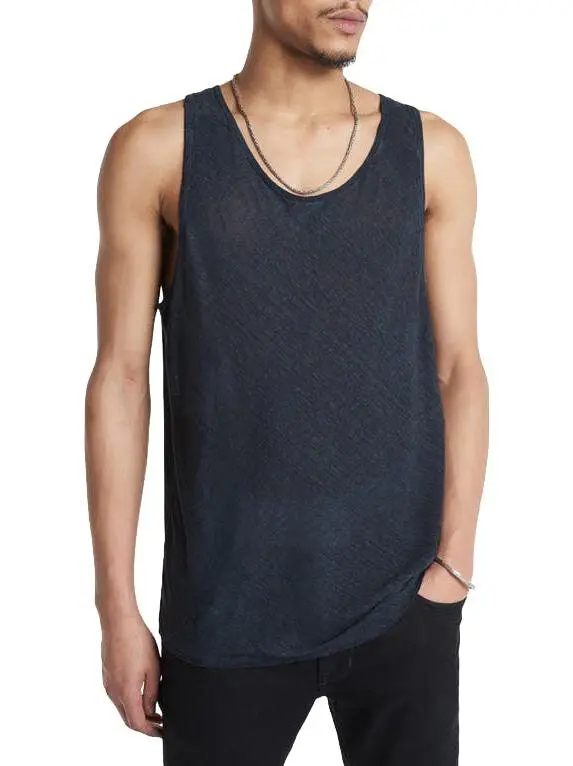 John Varvatos Broome Slim Fit Linen Tank - Seal Grey