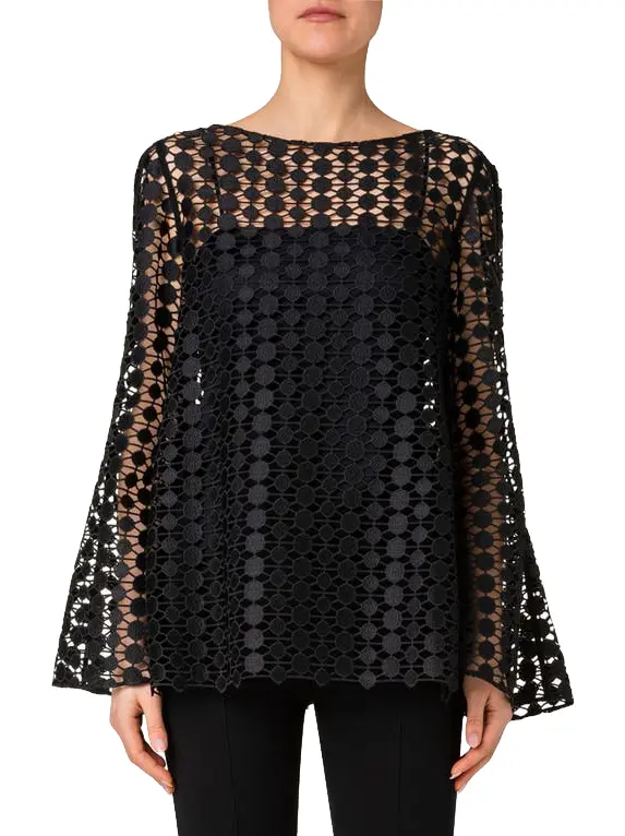 Akris Dot Guipure Lace Blouse - Black