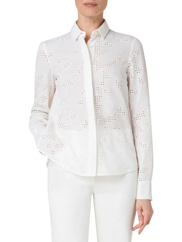 Akris Eyelet Poplin Blouse - Cream