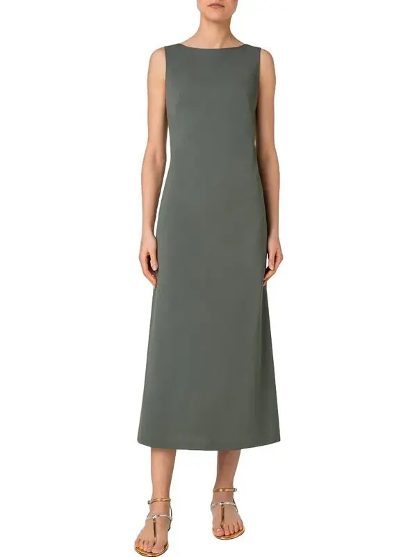 Akris Sleeveless Stretch Wool Dress - Olive