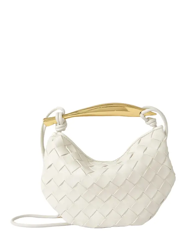 Bottega Veneta Sardine Intrecciato Leather Shoulder Bag - White