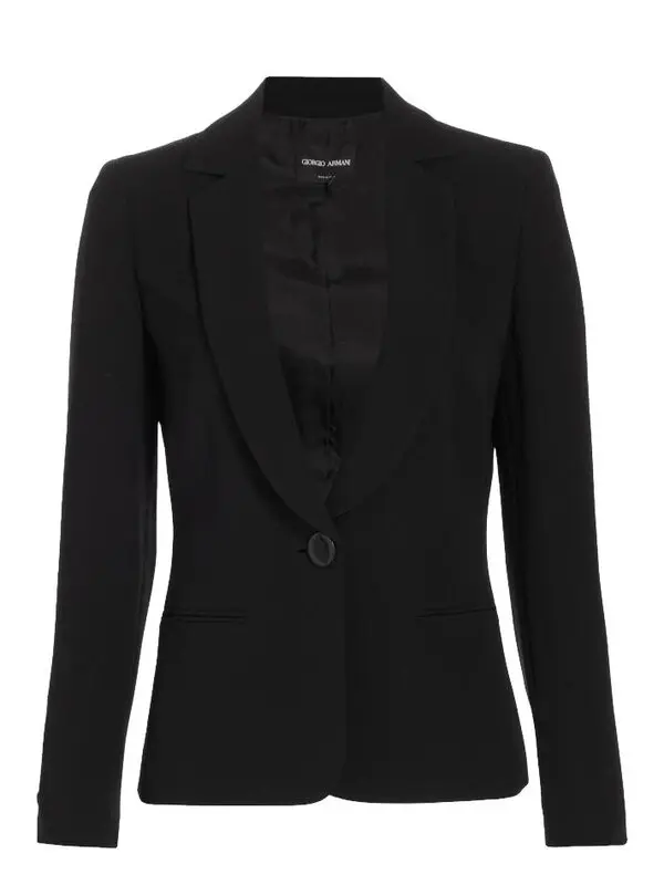 Giorgio Armani Silk Button-front Blazer - Black
