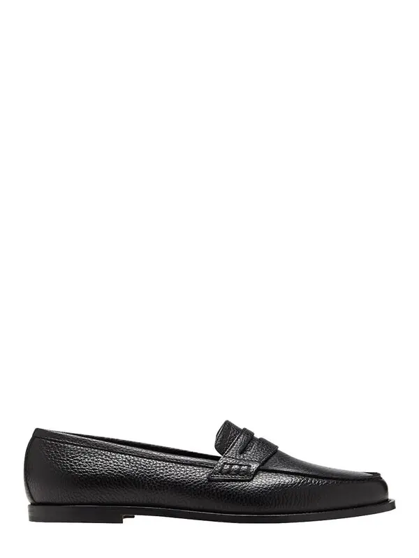 Manolo Blahnik Perrita Leather Penny Loafers - Black