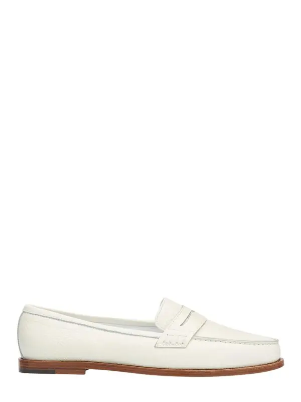 Manolo Blahnik Perrita Leather Penny Loafers - White