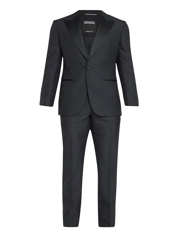 Zegna Sartorial Wool And Silk Tuxedo - Black Solid