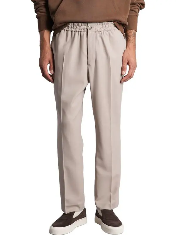 Ami Straight Leg Wool Pants - Beige