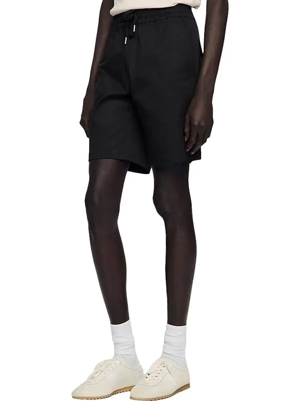 Sandro Regular Fit Cotton-blend Shorts - Black