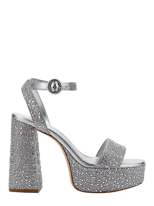 Larroude Dolly Embellished Platform High Heel Sandals - Grey