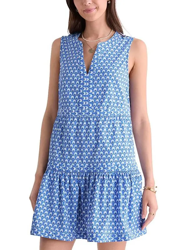 Vineyard Vines Harbor Tiered Dress - Block Print Blue