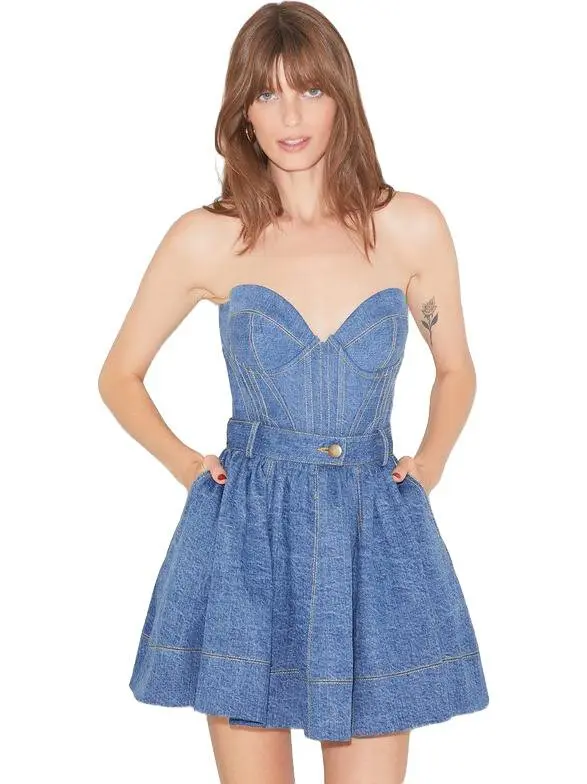Fleur Du Mal Bustier Top - Denim