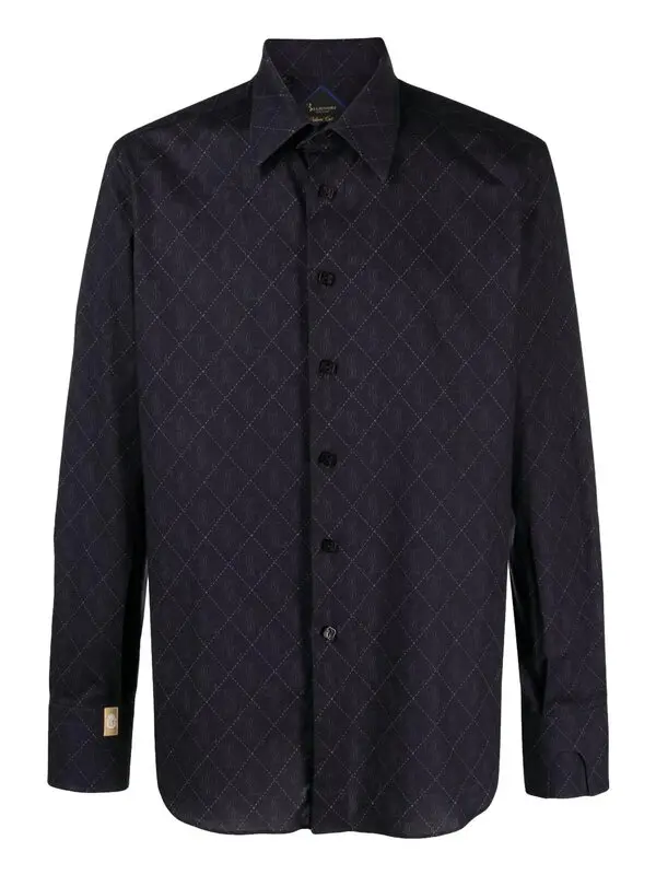 BILLIONAIRE Monogram-print Cotton Shirt - Black