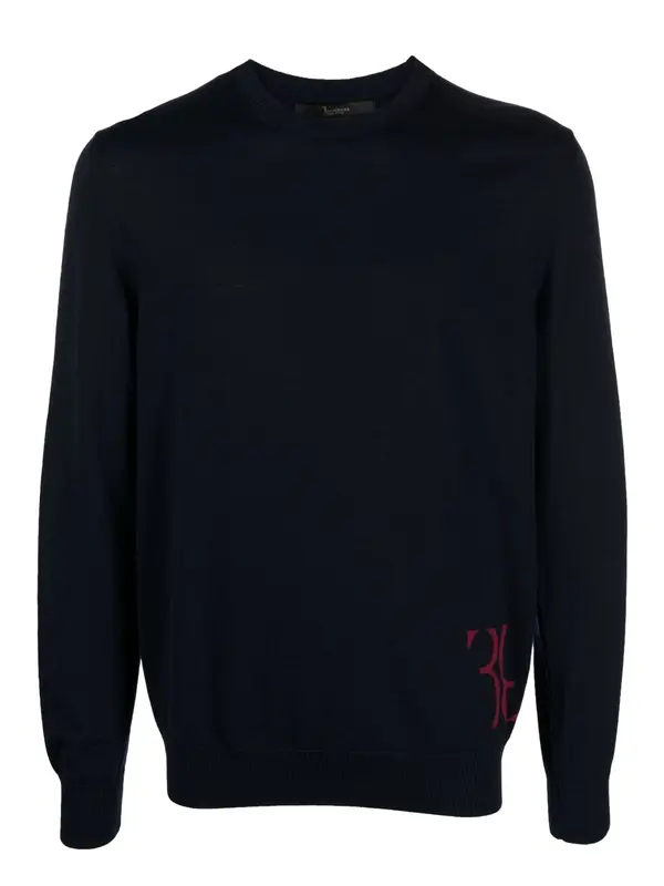 BILLIONAIRE Monogram-embroidered Knitted Jumper - Blue