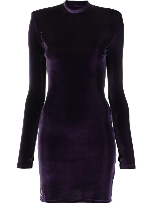 Philipp Plein Logo-plaque Velvet Mini Dress - Purple