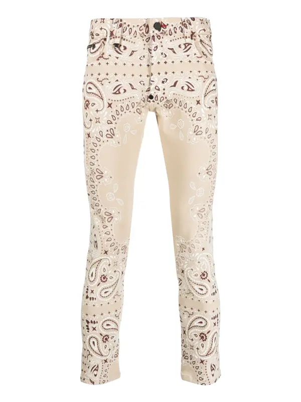 Philipp Plein Bandana Print Skinny Jeans - Neutrals