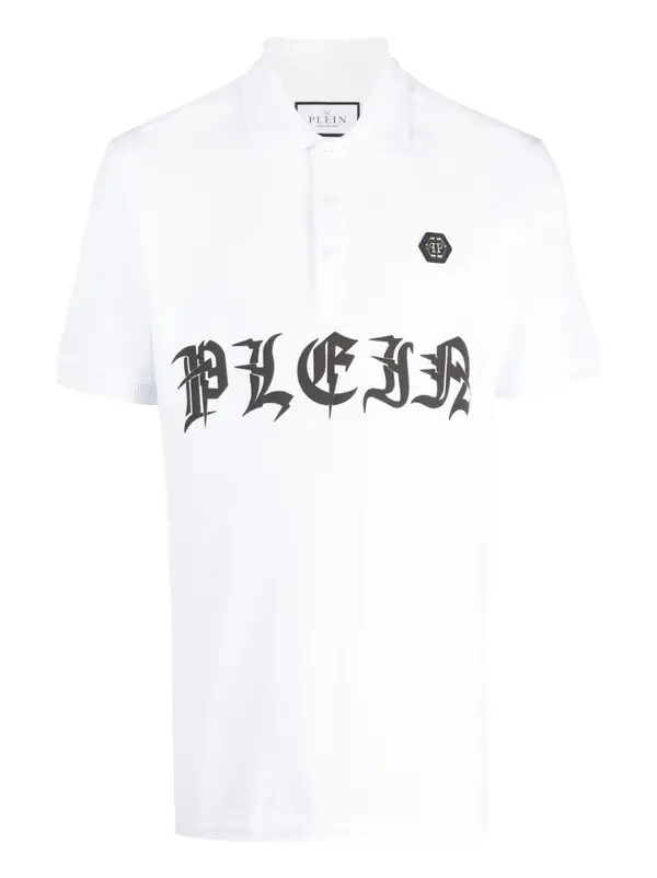 Philipp Plein Gothic Plein Logo-print Polo Shirt - White