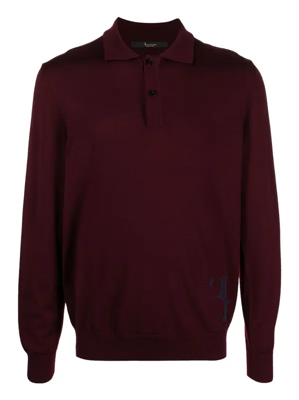 BILLIONAIRE Merino-blend Polo Jumper - Red
