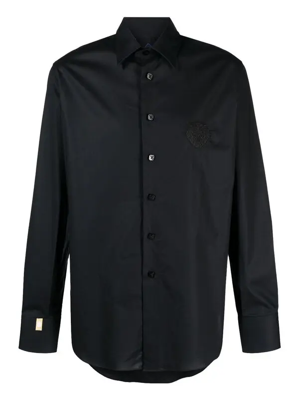 BILLIONAIRE Logo-embroidered Poplin Shirt - Black