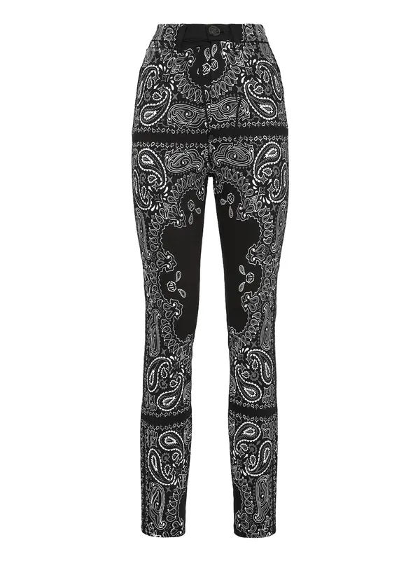 Philipp Plein Paisley-printed High-waisted Jeggings - Black