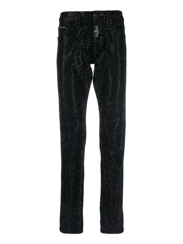 Philipp Plein Crystal-embellished Straight-leg Jeans - Black