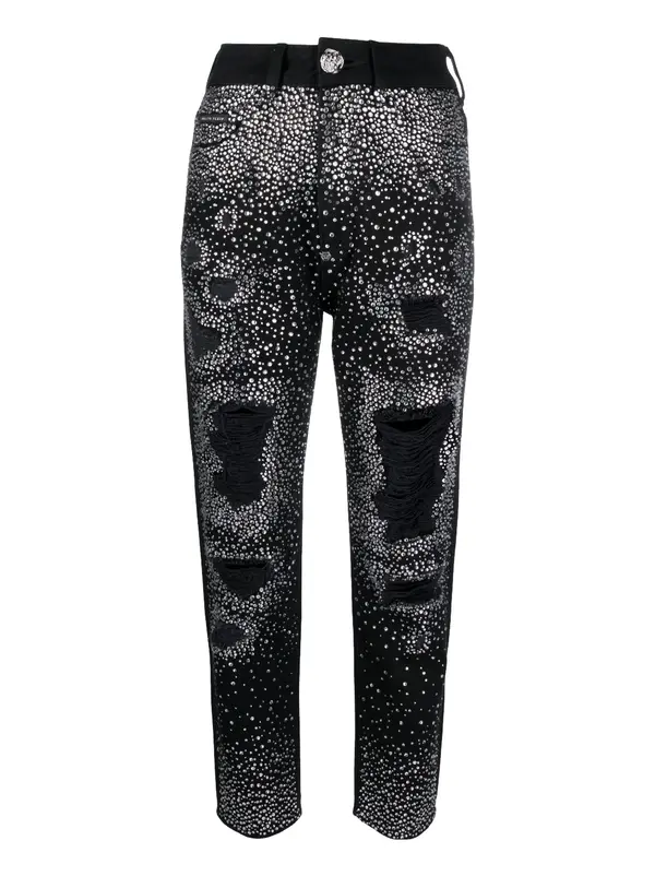 Philipp Plein Crystal-embellished Boyfriend Jeans - Black