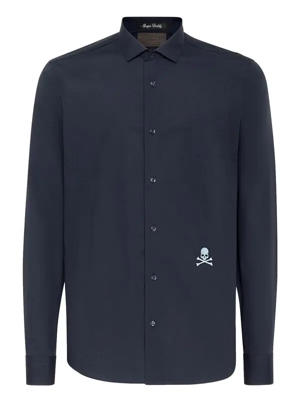 Philipp Plein Logo-embroidered Cotton Shirt - Blue