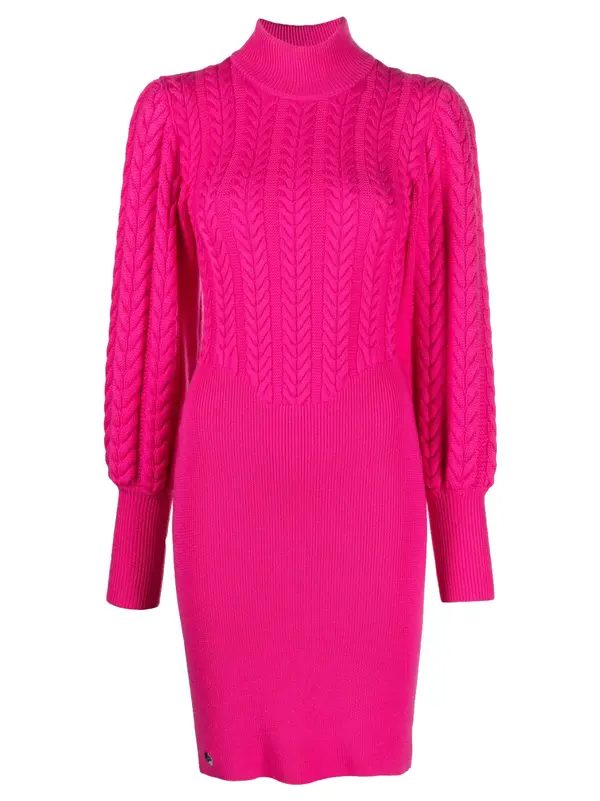Philipp Plein Cable-knit Wool Dress - Pink