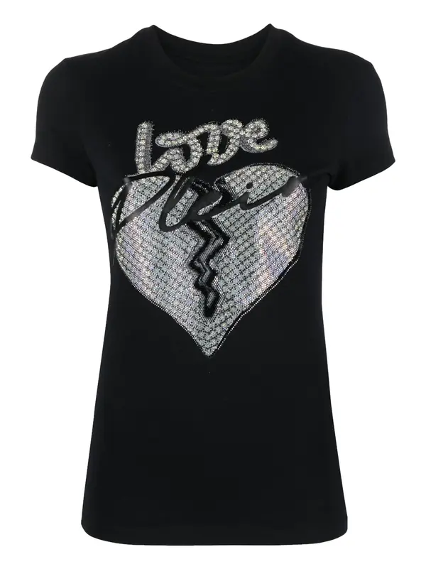 Philipp Plein Heart-motif Rhinestone T-shirt - Black
