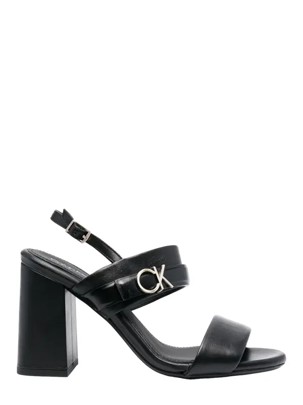 Calvin Klein 100mm Logo-plaque Leather Sandals - Black