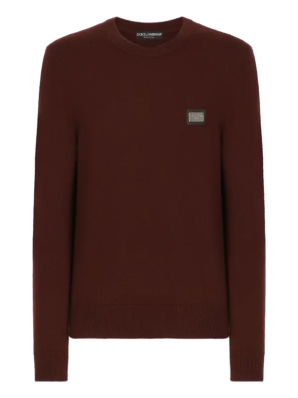Dolce & Gabbana Logo-plaque Wool Jumper - Red