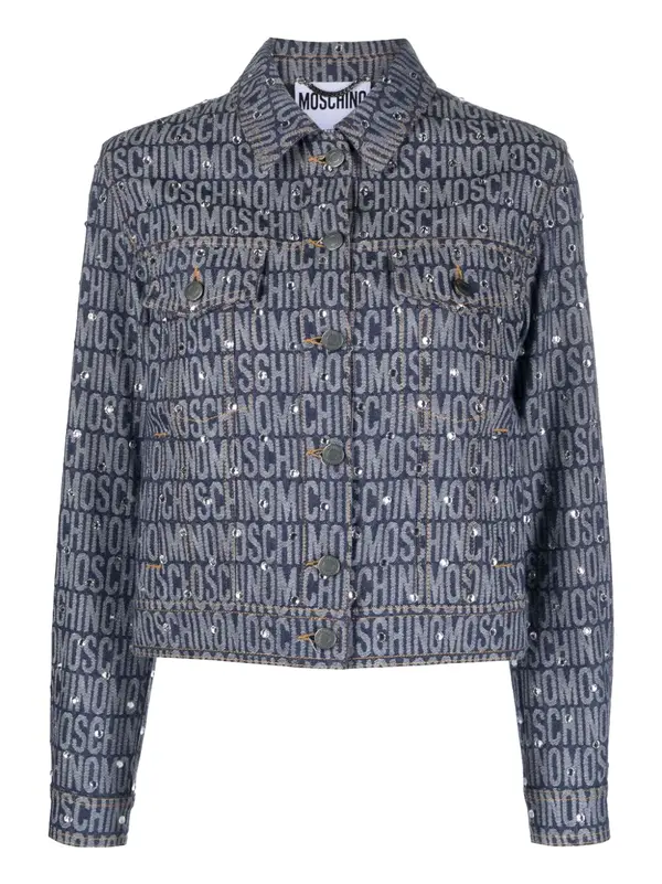 Moschino Monogram-print Denim Trucker Jacket - Blue