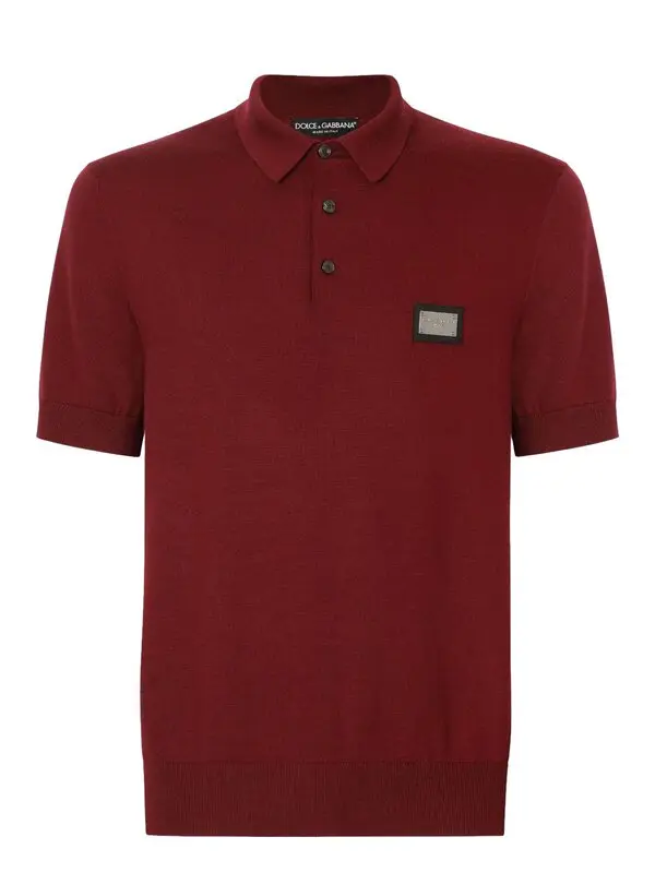 Dolce & Gabbana Logo-tag Virgin-wool Polo Shirt - Red