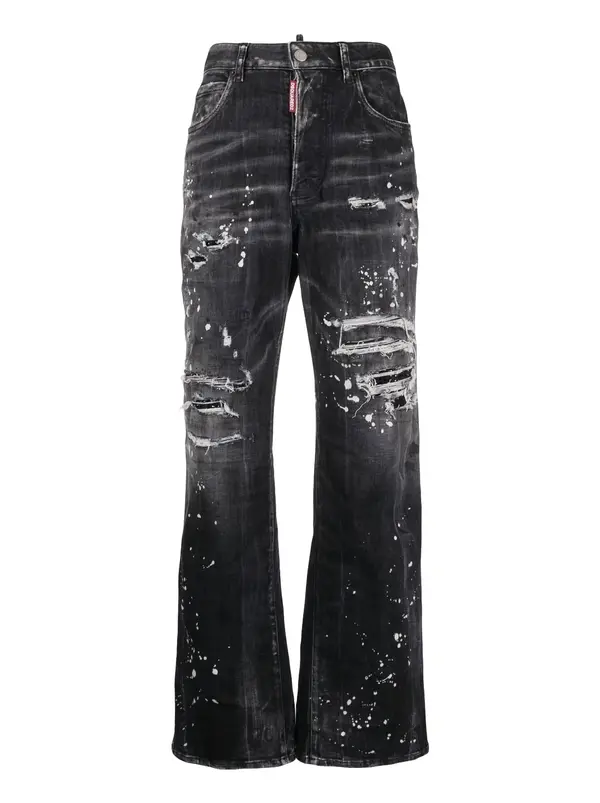 Dsquared2 Distressed Bootcut Jeans - Black