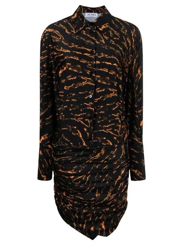 Attico Abstract-patterned Shirt Dress - Black