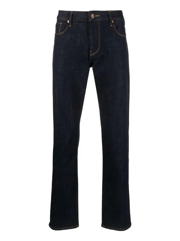 Emporio Armani Dark Wash Straight Leg Jeans - Blue