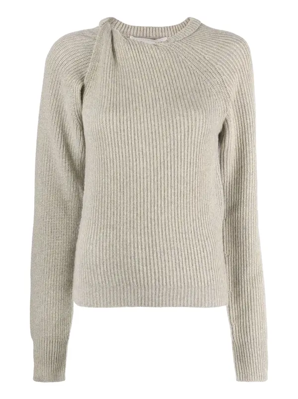 Stella McCartney Twist-detail Ribbed Jumper - Grey