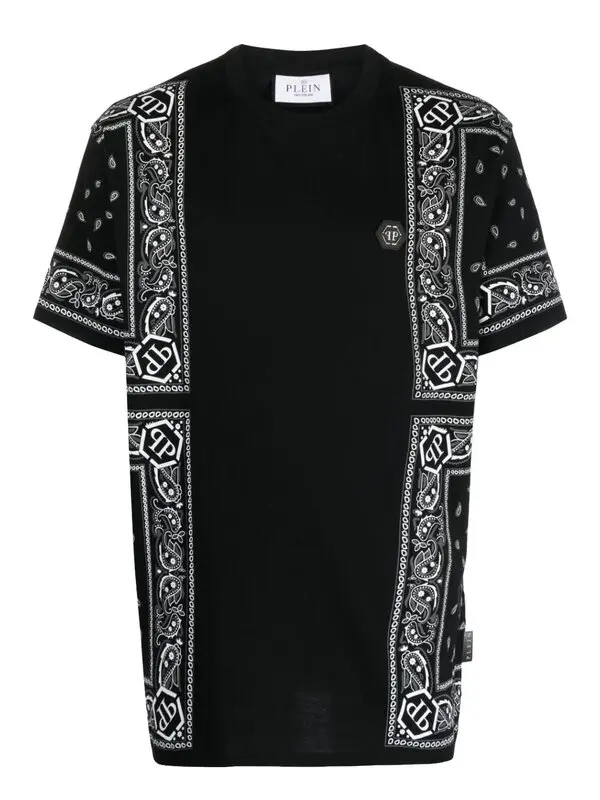 Philipp Plein Ss Paisley Bandana Crew-neck T-shirt - Black