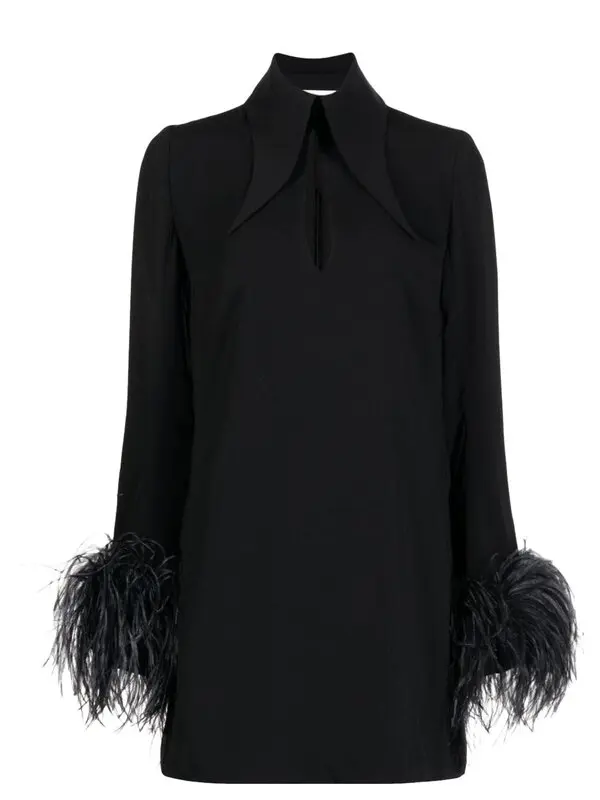 16Arlington Michelle Feather-embellished Mini Dress - Black