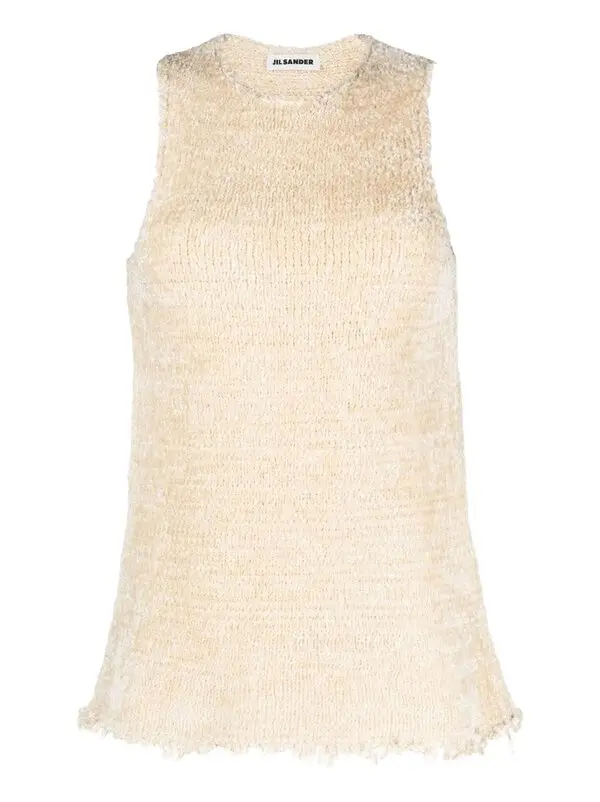 JIL SANDER Frayed Knitted Top - Neutrals
