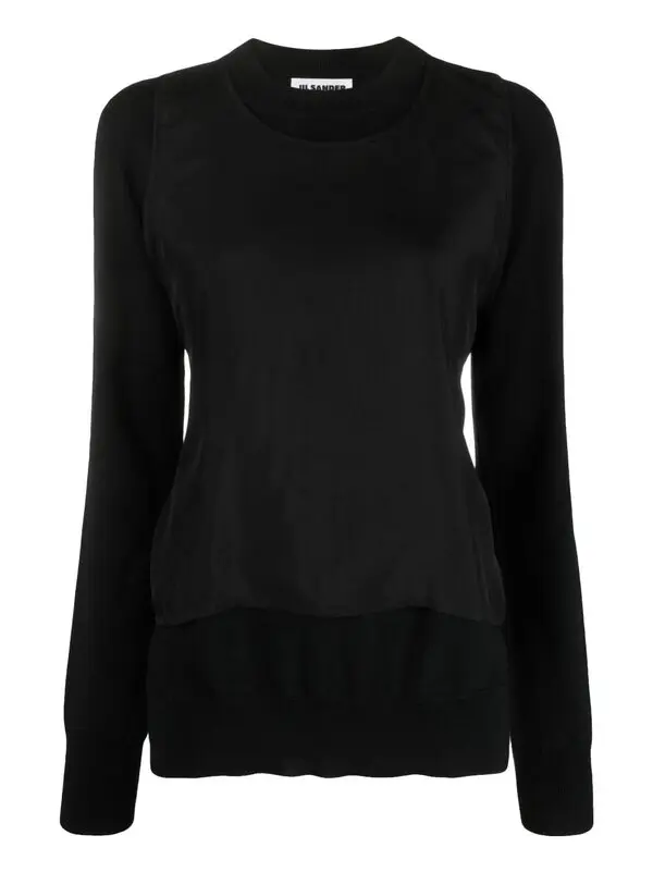 JIL SANDER Layered-design Wool Jumper - Black