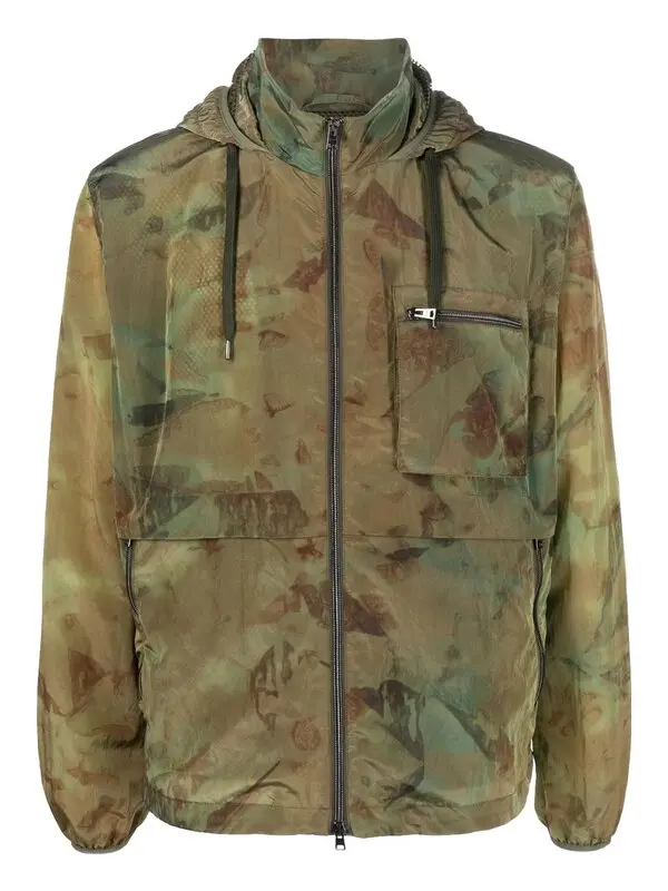 Herno Camouflage-pattern Hooded Bomber Jacket - Green