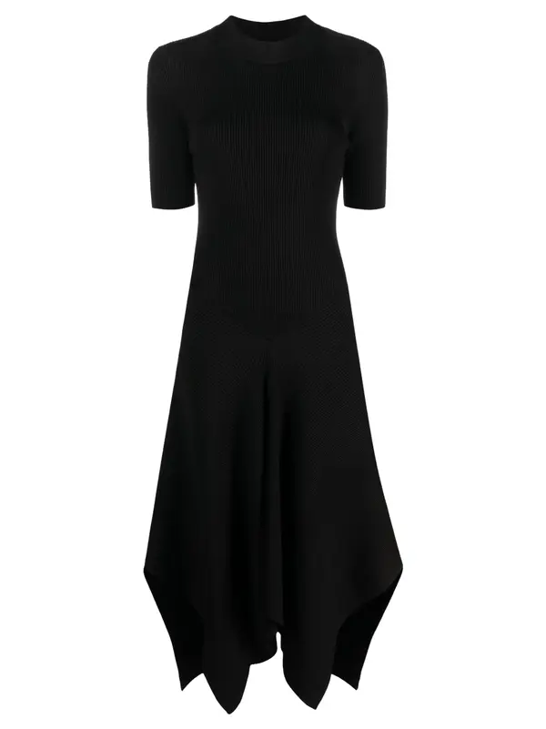 Stella McCartney Asymmetric Ribbed-knit Dress - Black