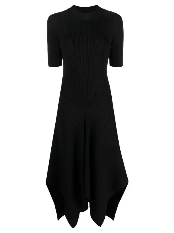Stella McCartney Asymmetric Ribbed-knit Dress - Black