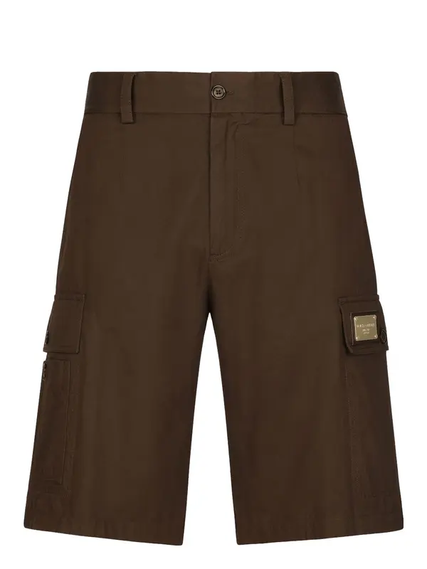 Dolce & Gabbana Logo-plaque Cargo Shorts - Brown