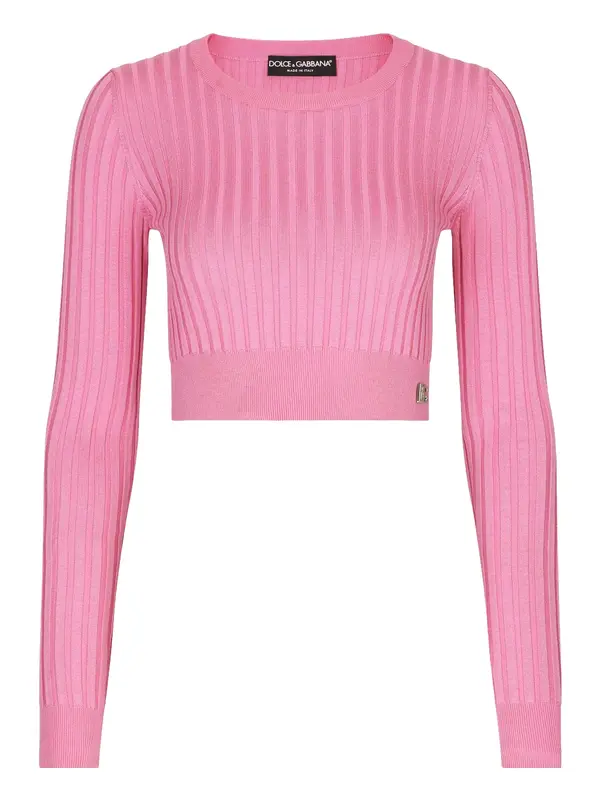 Dolce & Gabbana Dg-plaque Cropped Top - Pink