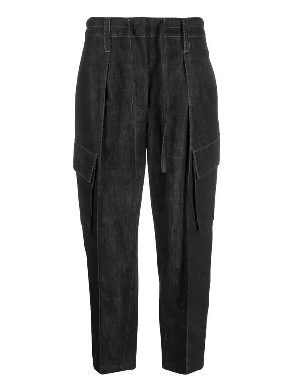 Brunello Cucinelli Denim Cargo Trousers - Black