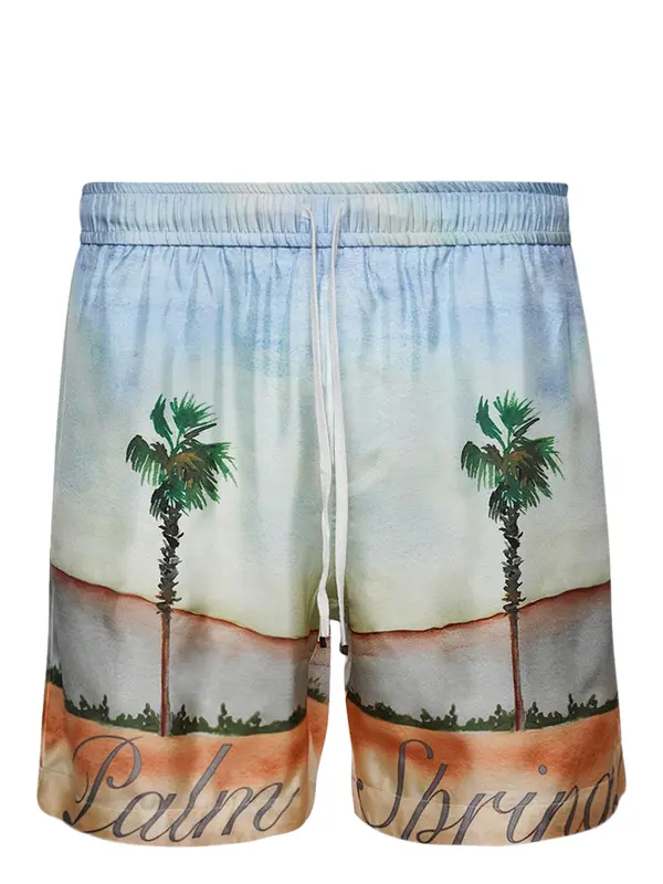 Amiri Dinosaur Webster Palm-tree Shorts - Blue