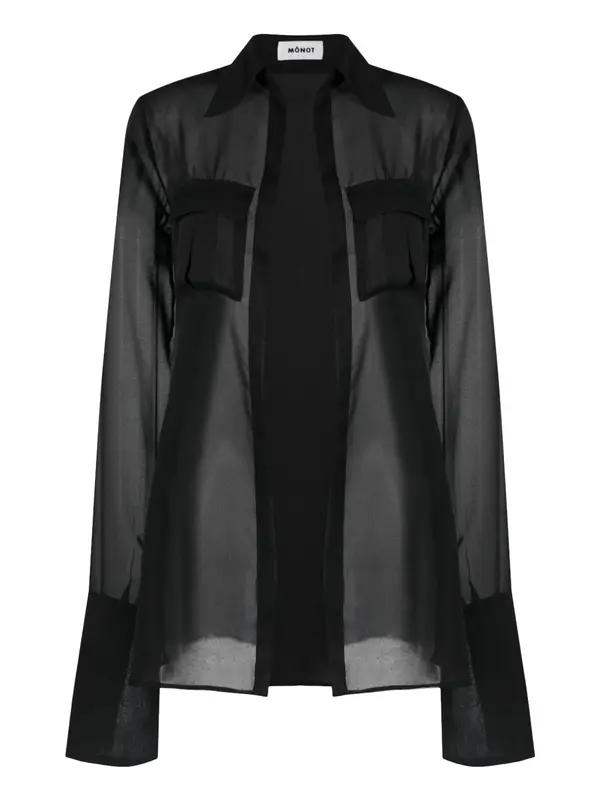 MONOT Georgette Semi-sheer Shirt - Black