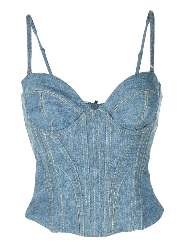 Fleur Du Mal Denim Bustier Top - Blue