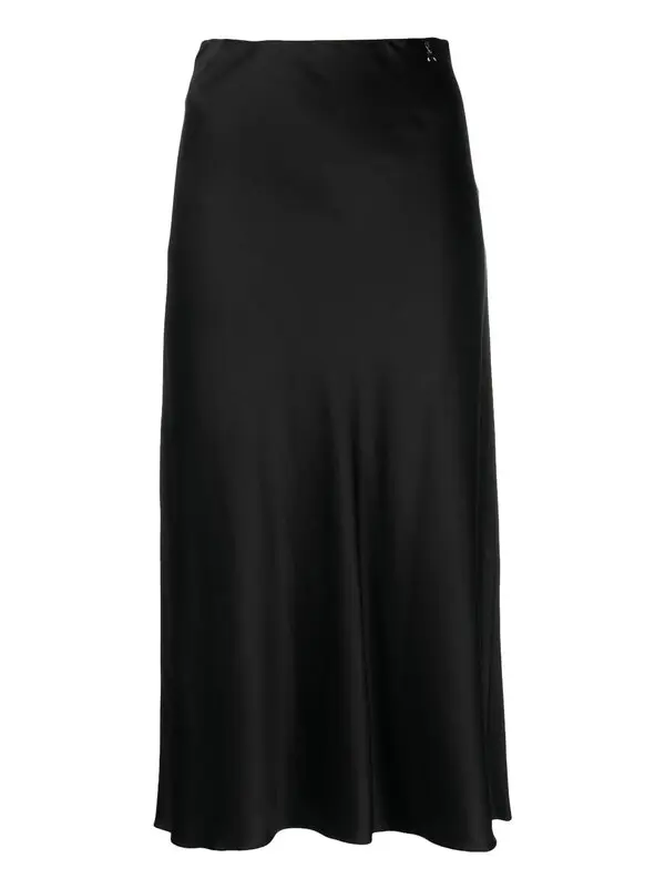 Patrizia Pepe High-waisted Satin Midi Skirt - Black