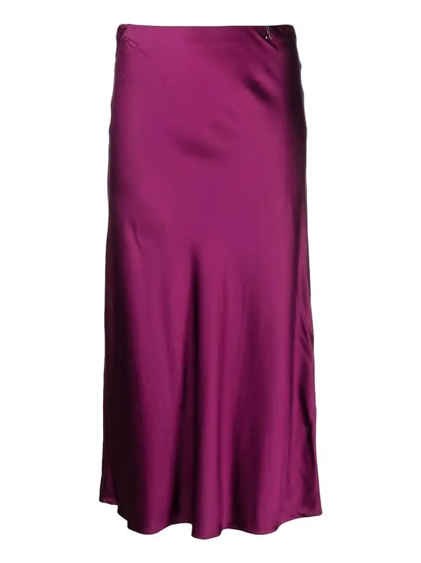 Patrizia Pepe High-waisted Satin Midi Skirt - Purple